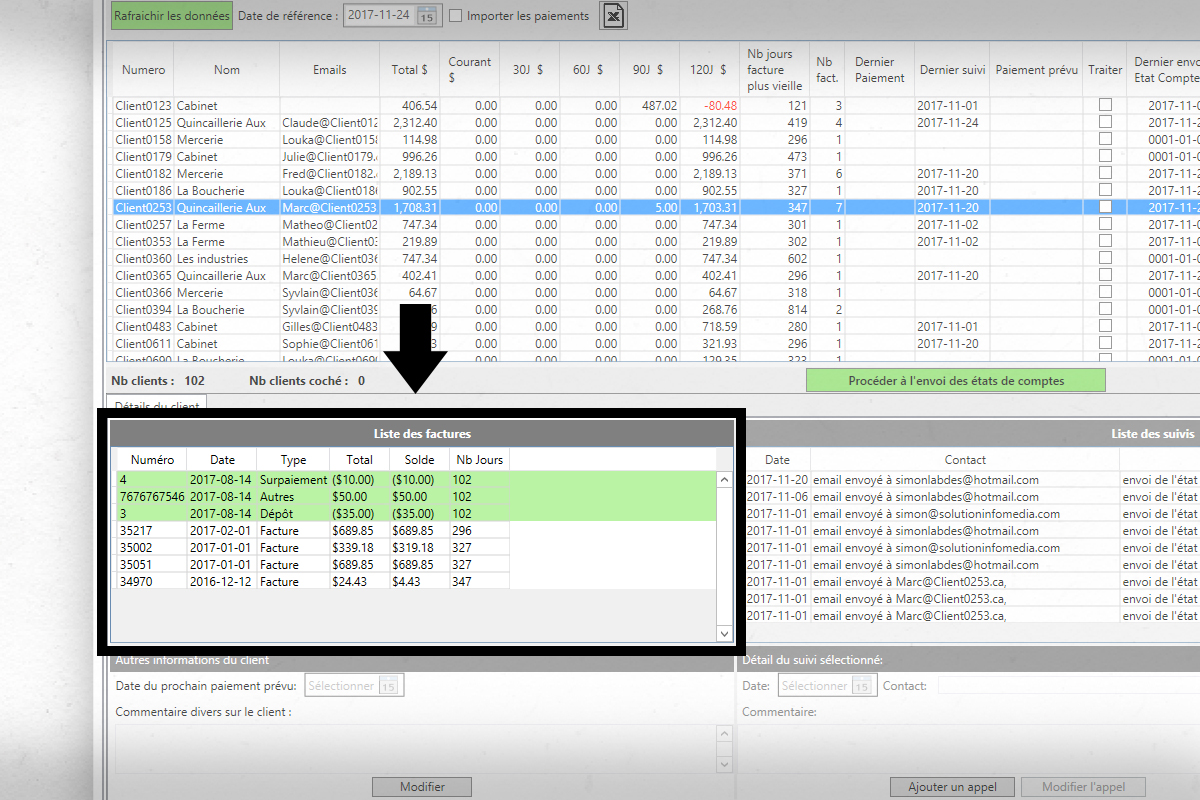 Acomba - Gestion des recevables